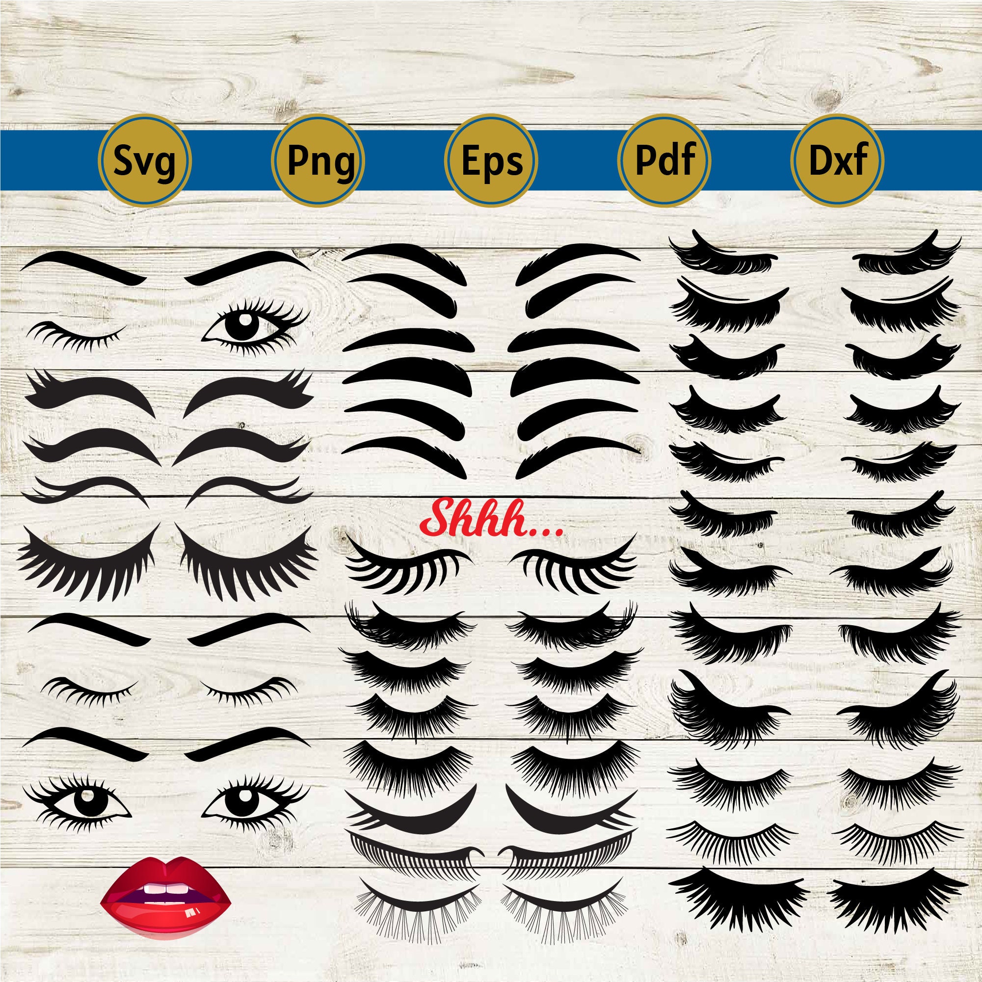 Lashes Svg, Eyelashes Svg, Makeup Svg, Winking Eye Svg, Eyebrows Svg ...
