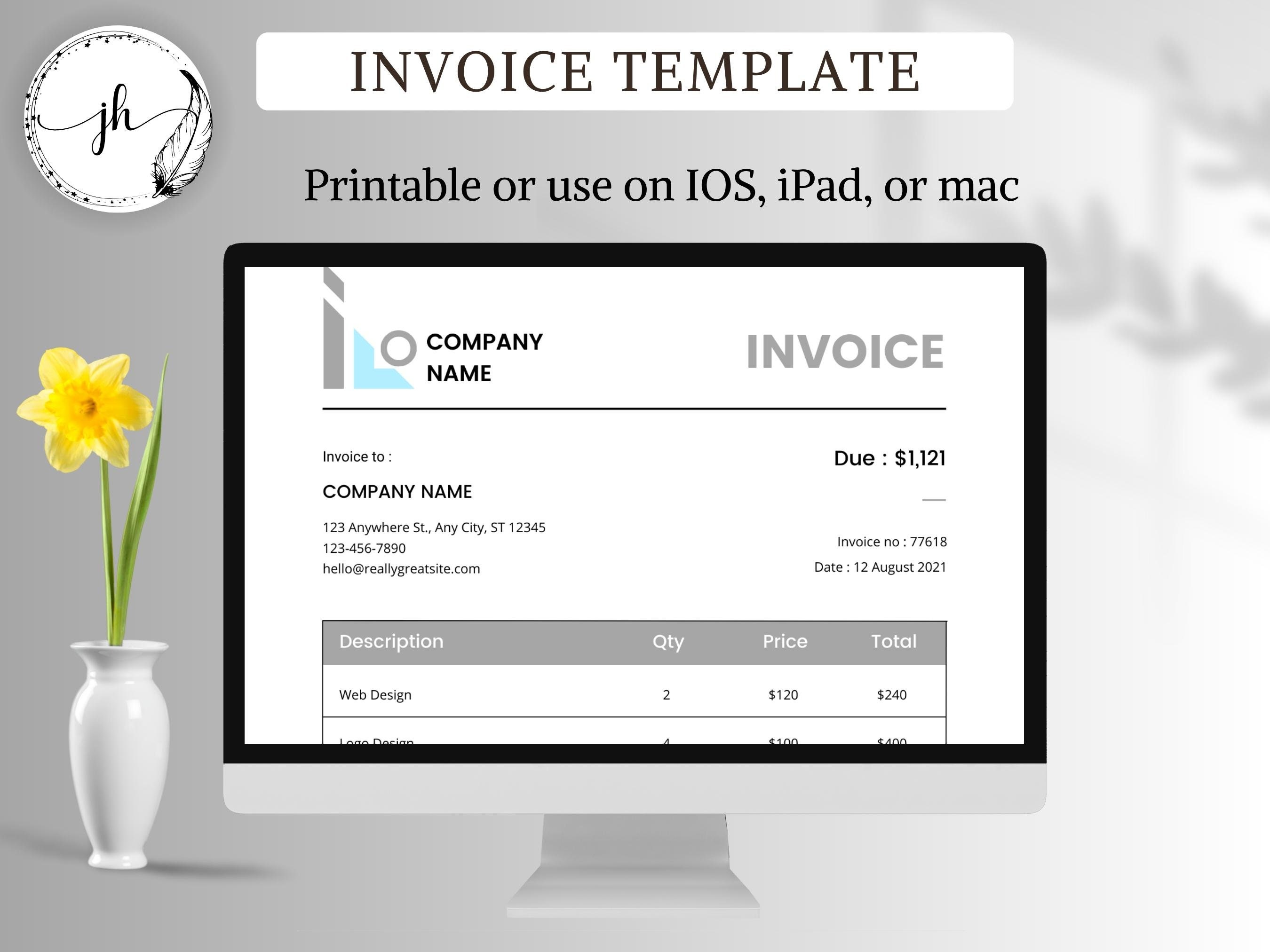 Invoice Template Order Form Template Printable Invoice - Etsy