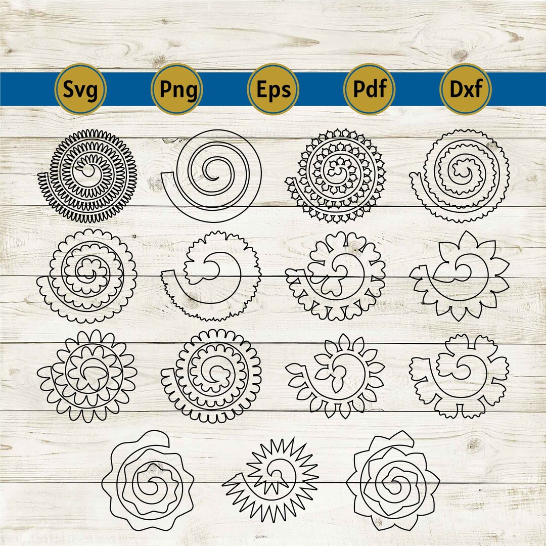 Rolled Flower Svg, Rolled Flower Template, Rolled Paper Flower Svg ...