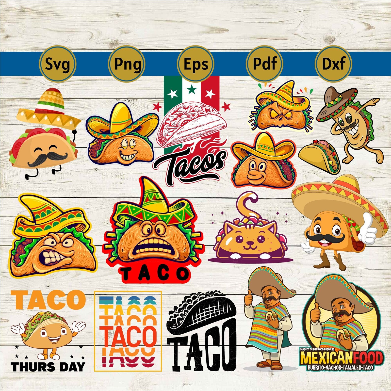 Taco Svg, Mexican Food Svg, Cinco De Mayo Svg, Margarita Svg, Mexico ...