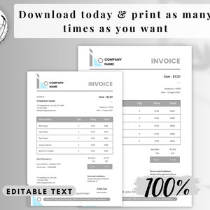 Invoice Template, Order Form Template, Printable Invoice, Editable ...