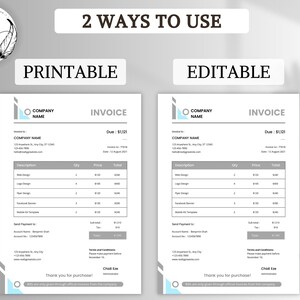 Invoice Template, Order Form Template, Printable Invoice, Editable ...