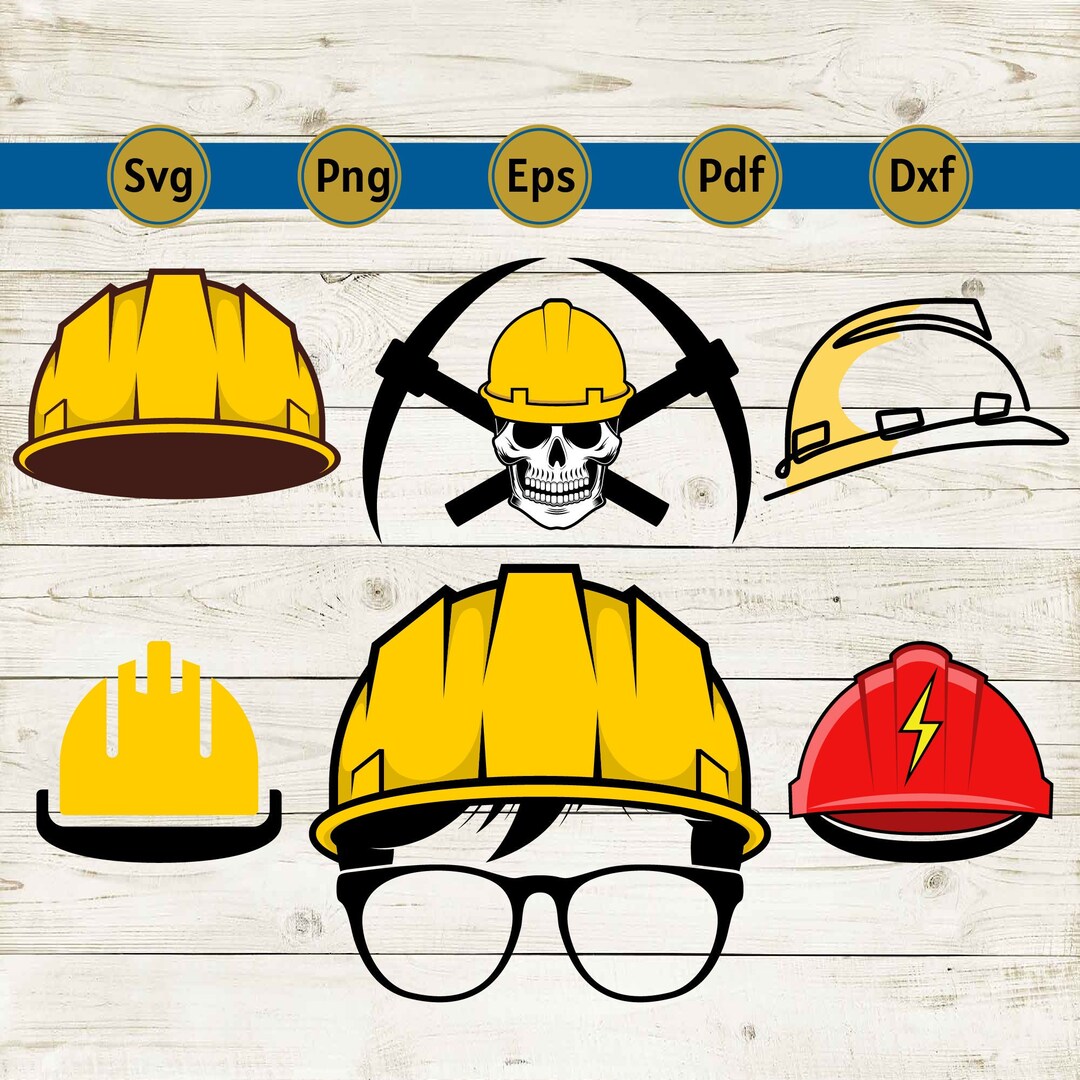 Skull in Hard Hat Svg Construction and Engineer Design Printable Vector ...