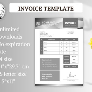 Invoice Template, Order Form Template, Printable Invoice, Editable ...