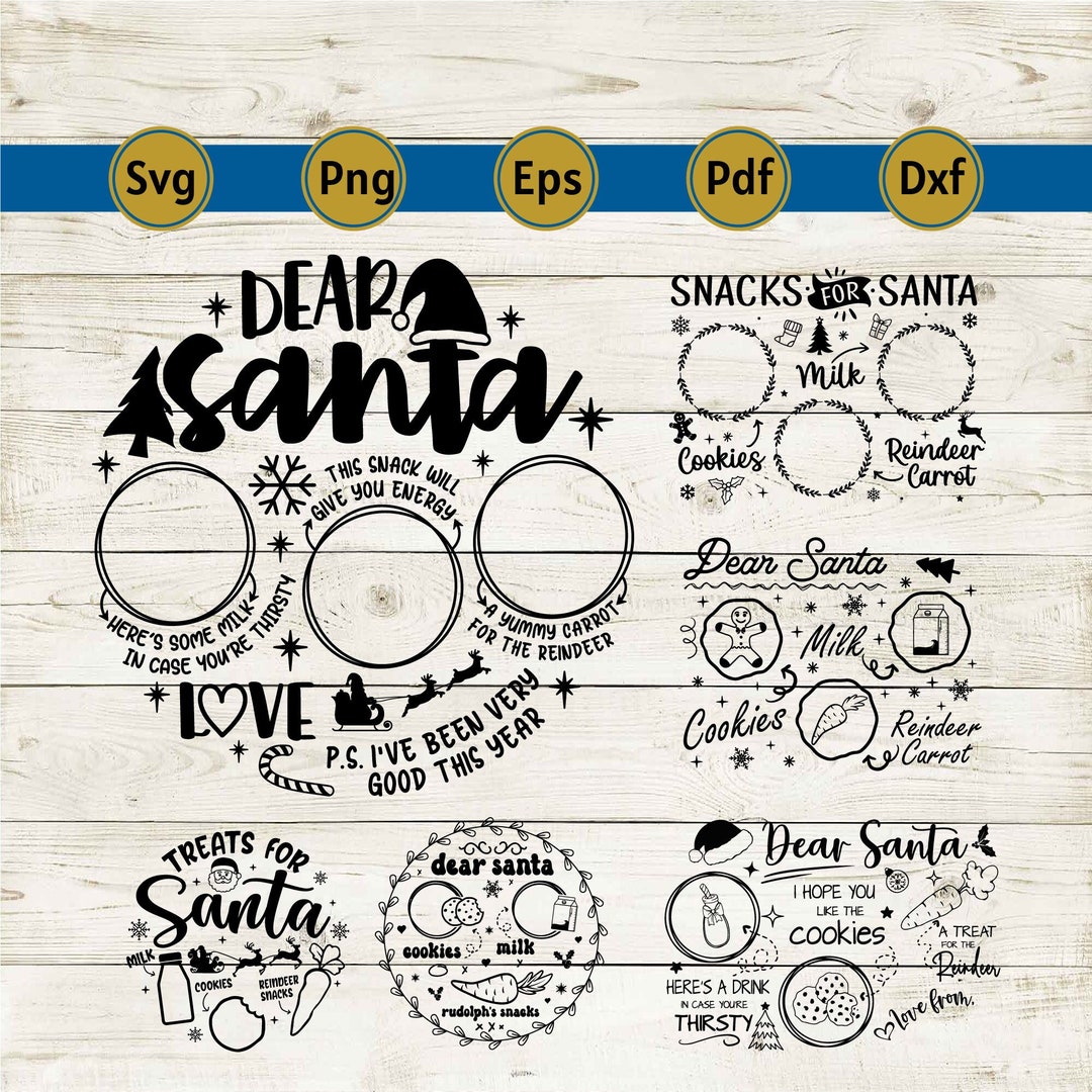 Santa Tray Svg, Dear Santa Svg, Santa Cookie Plate, Dear Santa Tray Svg ...