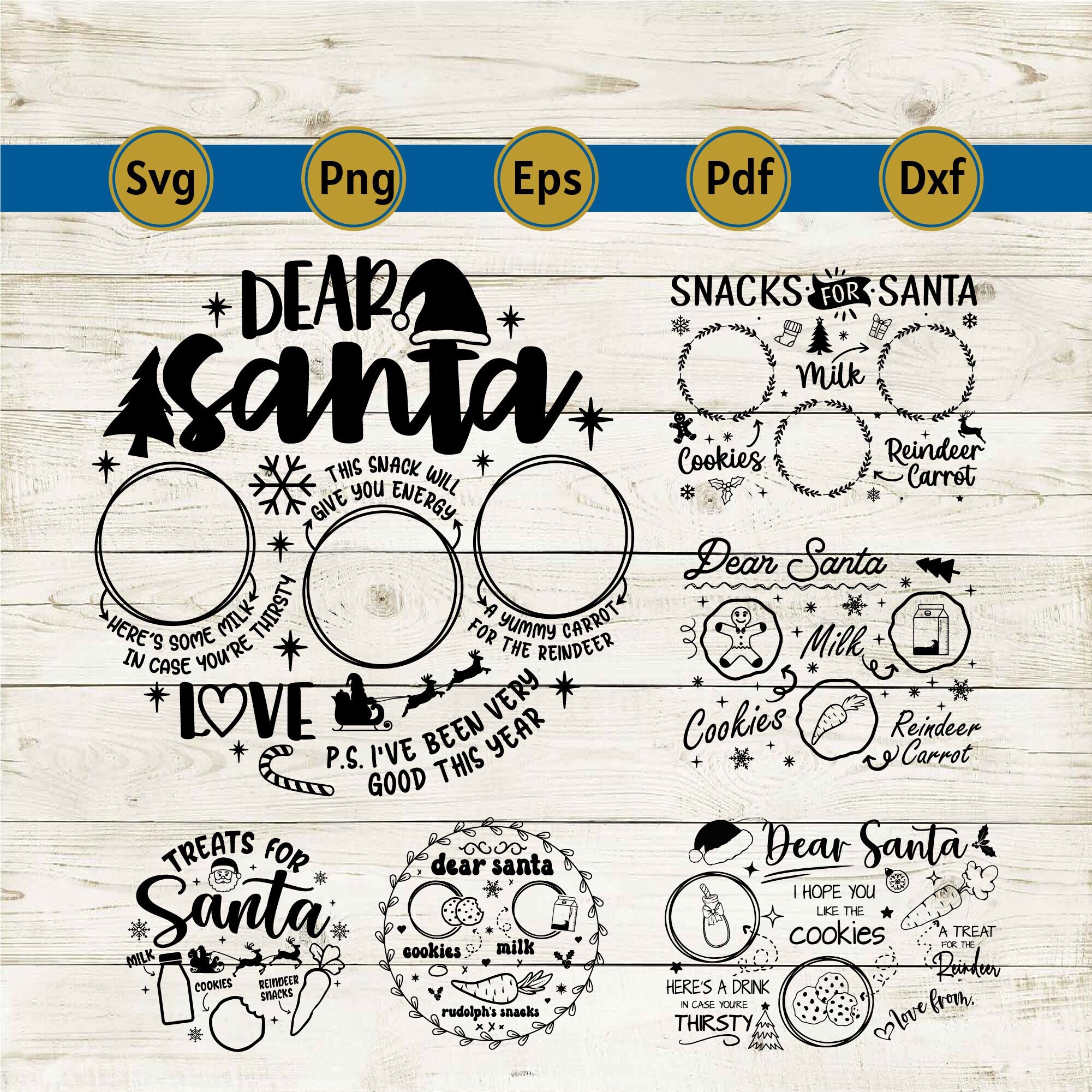 Santa Tray Svg, Dear Santa Svg, Santa Cookie Plate, Dear Santa Tray Svg ...