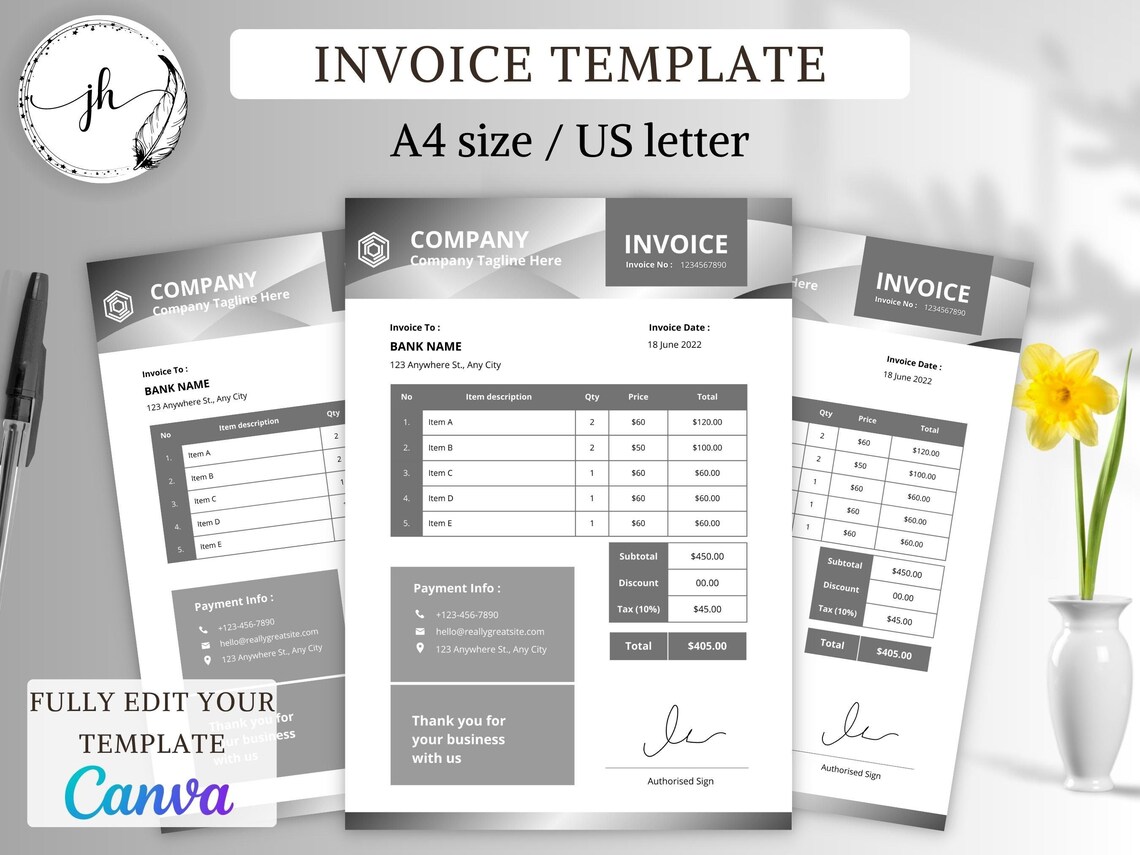 Invoice Template Order Form Template Printable Invoice - Etsy