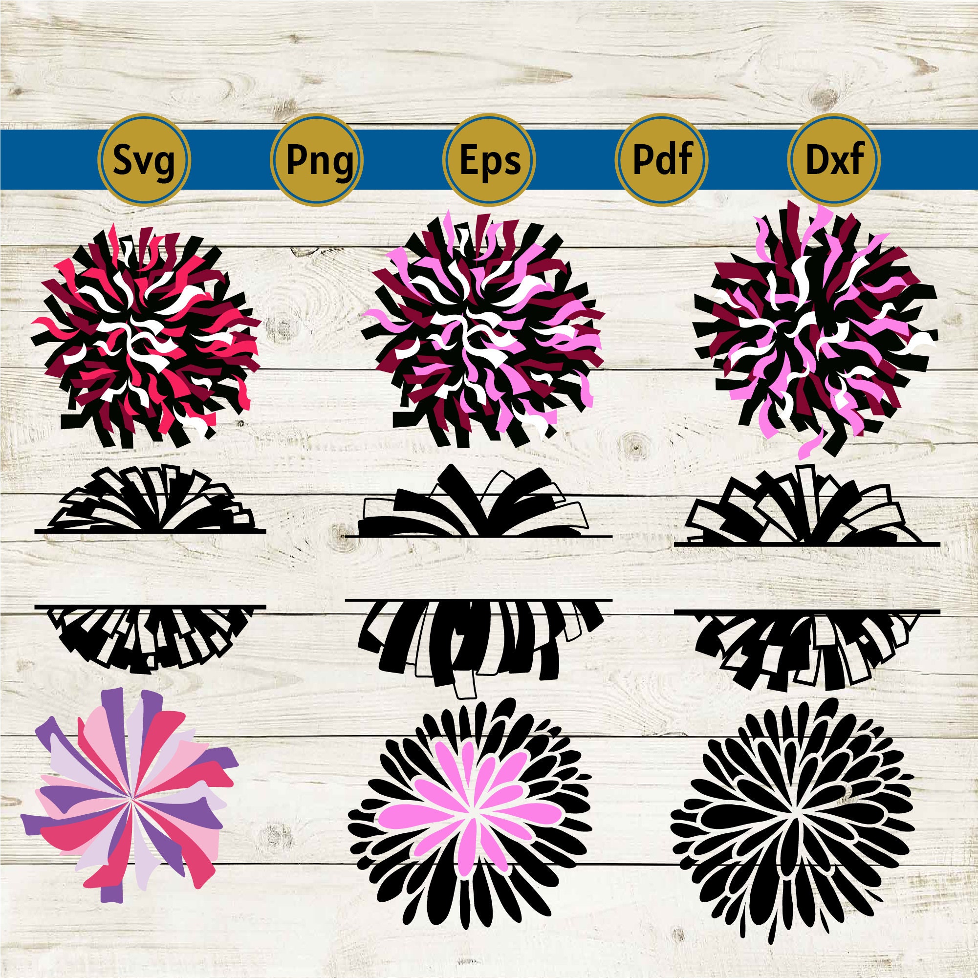 Pom Poms Svg Football Pom Pom Svg Pom Pom Png Clipart Cheer - Etsy