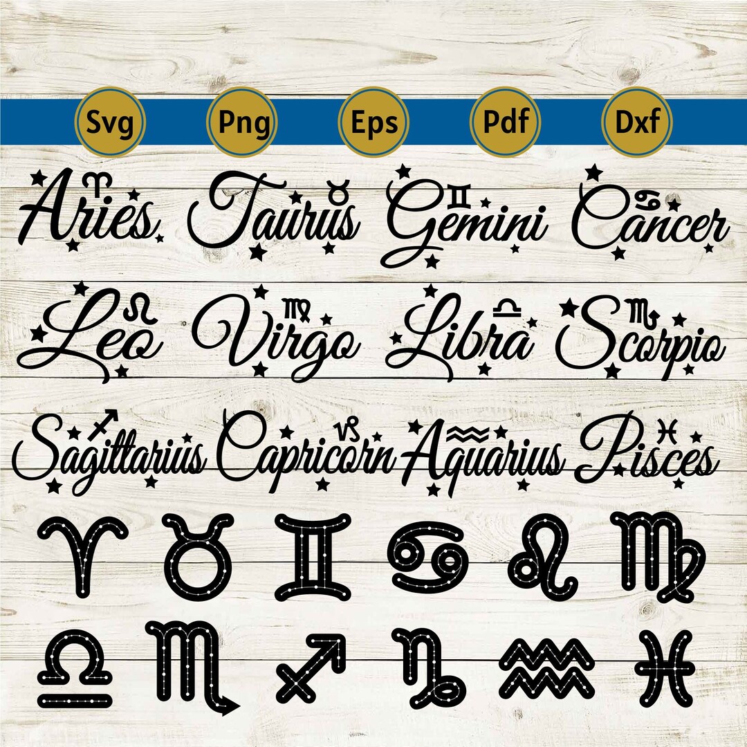 Zodiac Svg, Zodiac Svg Bundle, Constellation Svg, Horoscope Svg, Zodiac ...