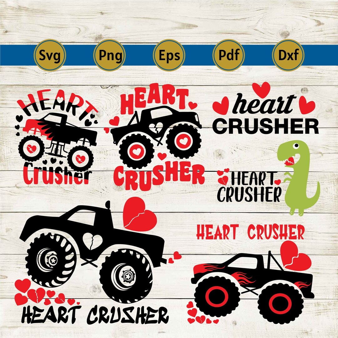 Heart Crusher Svg, Heart Breaker Svg, Boys Valentines Svg, Monster ...