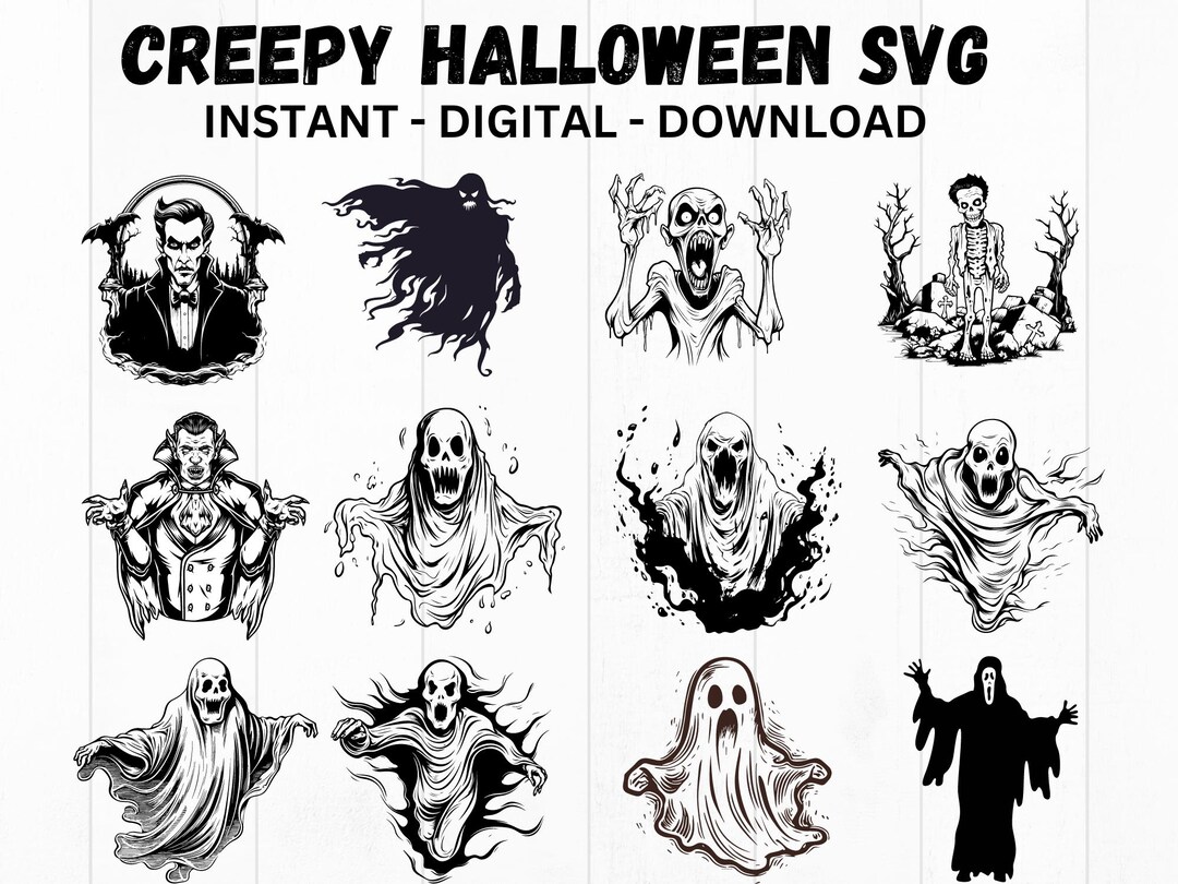 Creepy Halloween Svg Bundle, Spooky Pumpkins, Spooky Black Cats Svg ...