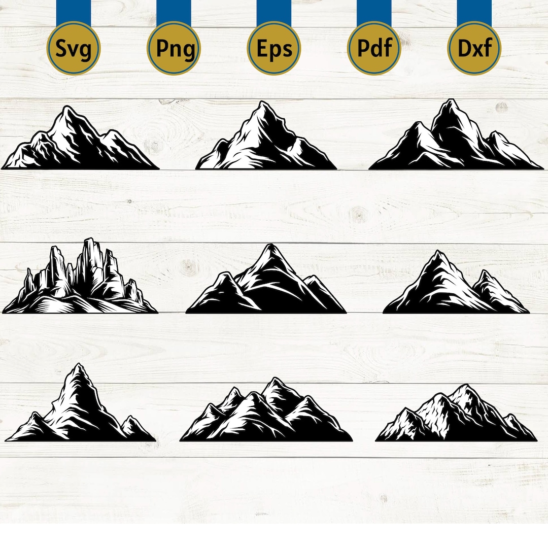 Mountain Scene Svg, Mountain Range Svg, Mountain Svg, Hiking Svg, Happy ...