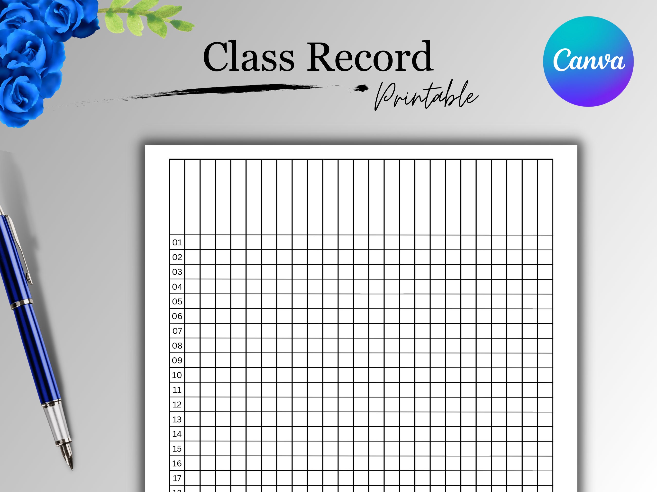 Printable Class Record and Attendance Sheet Teacher - Etsy