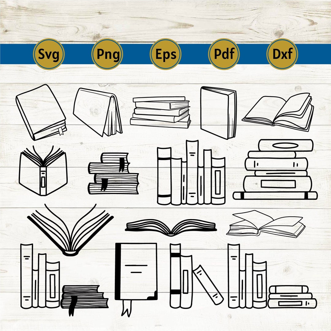 Book and Library SVG Collection, SVG Set for Book Lovers, Reading and ...