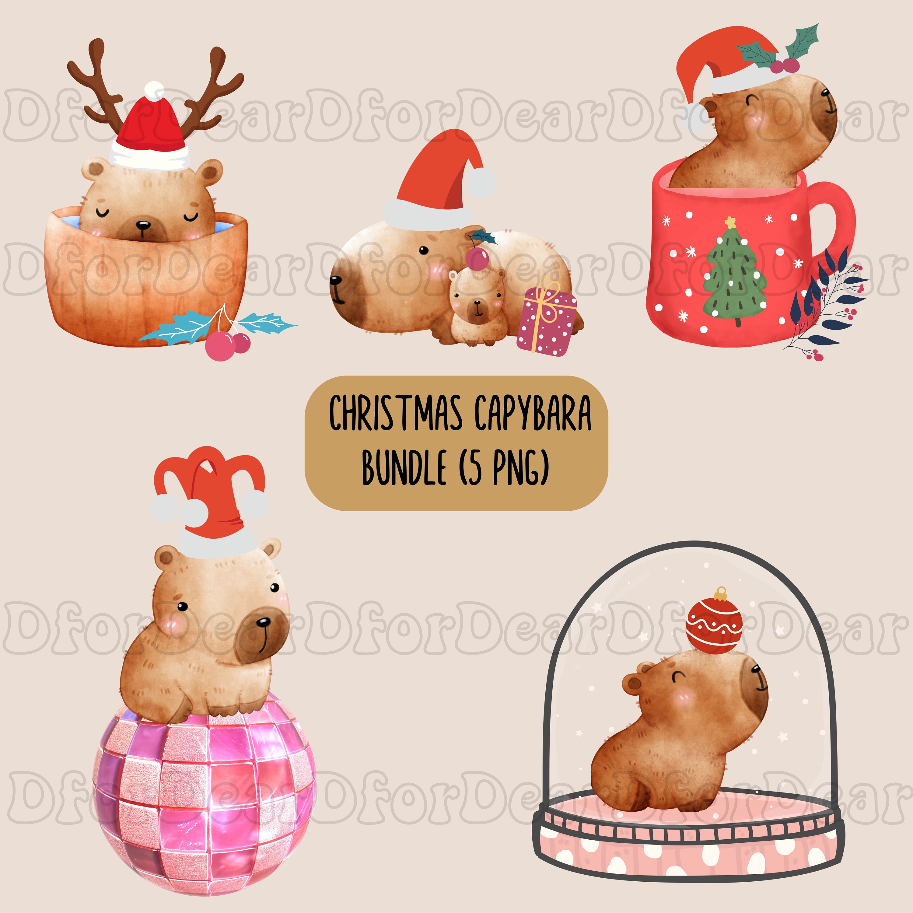 Capybara Christmas PNG Clipartcute Xmas Capybara Clipart - Etsy Hong Kong