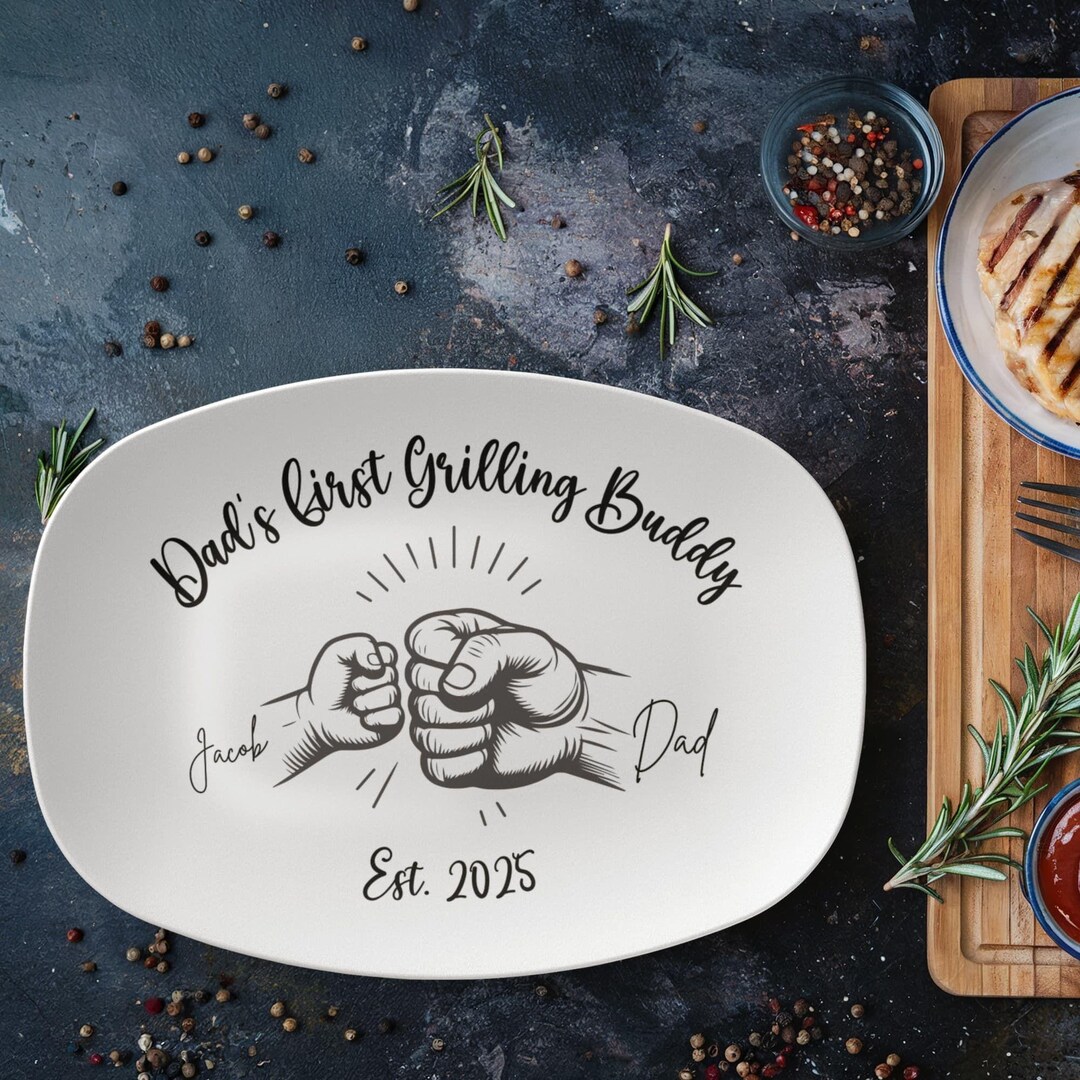 Custom Dad Kid Fist Bump With Name Platter, Personalized Papa First ...