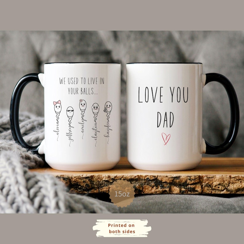 Custom Funny Sperm With Kids Names Mug for Daddy, Personalized ...