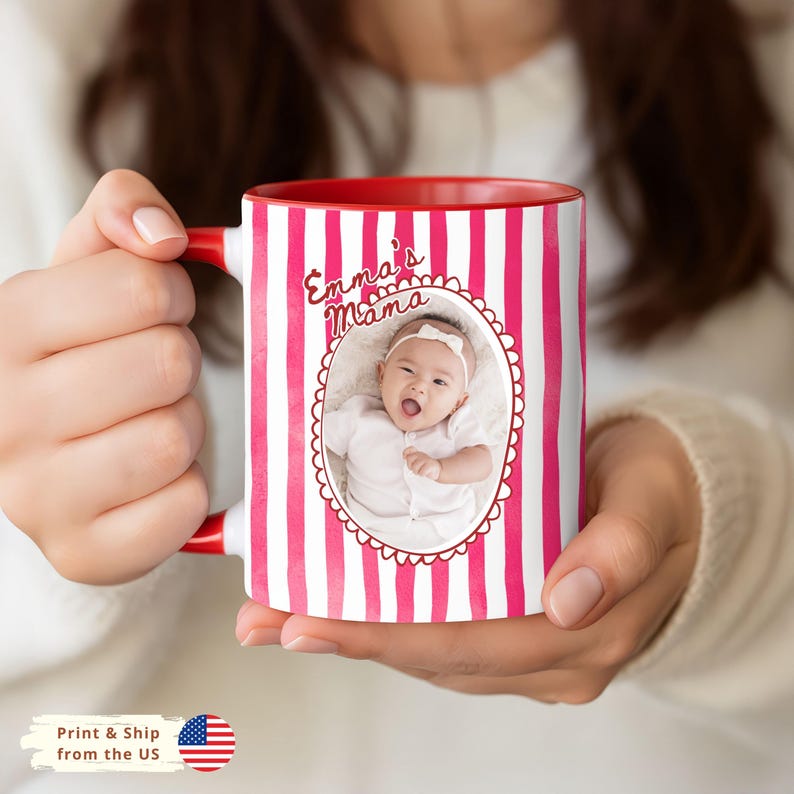 Custom Kids Photo Ceramic Mug for First Time Mom, Personalized Est Year ...