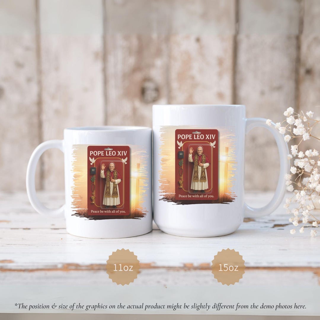 Pope Leo XIV Action Figure Ceramic Mug, Catholic New Beginnings Coffee ...
