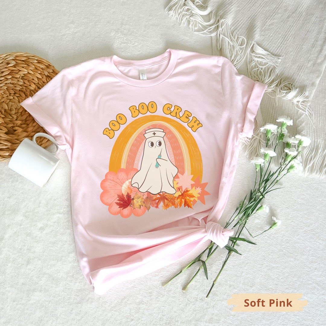 Fall Autumn Halloween Ghost Nurse T-shirtboo Boo Crew Nicu Shirtspooky ...