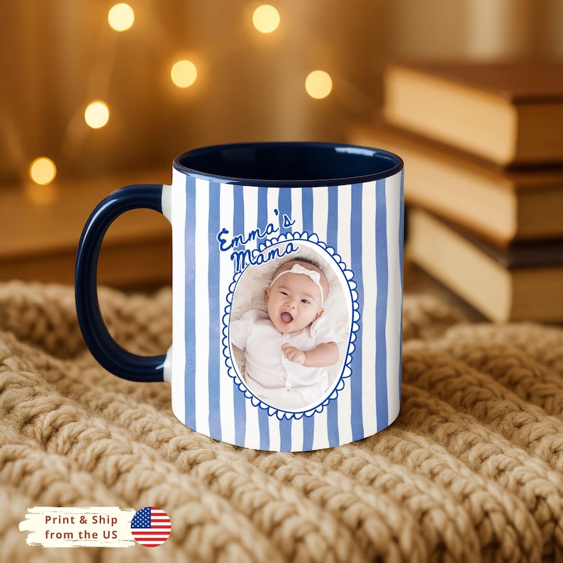 Custom Kids Photo Ceramic Mug for First Time Mom, Personalized Est Year ...
