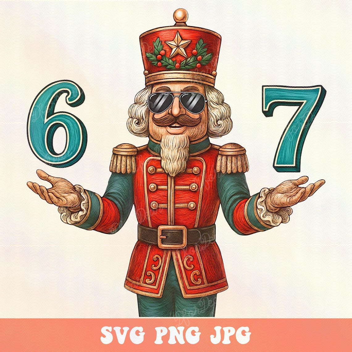 Christmas Nutcracker Six Seven Viral Meme JPG PNG SVG, Funny Gen Alpha ...