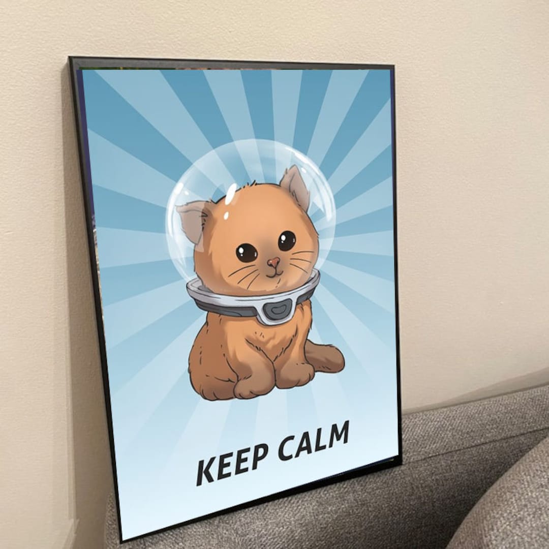Keep Calm Kitty Poster, Cat Motivation Poster - Etsy