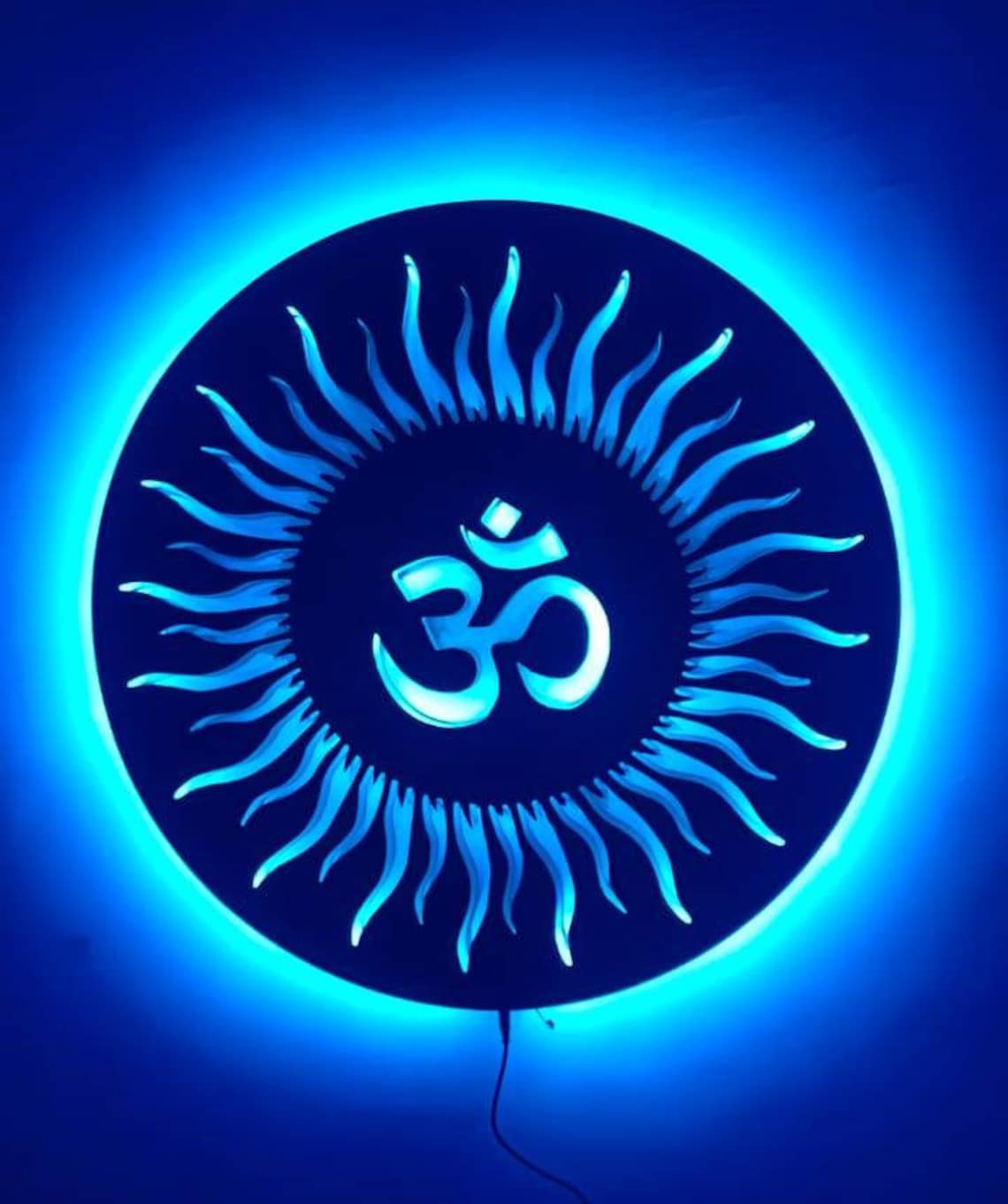 Unique OM Symbol Design India Traditional Sign 3D Wooden Led Logo for ...