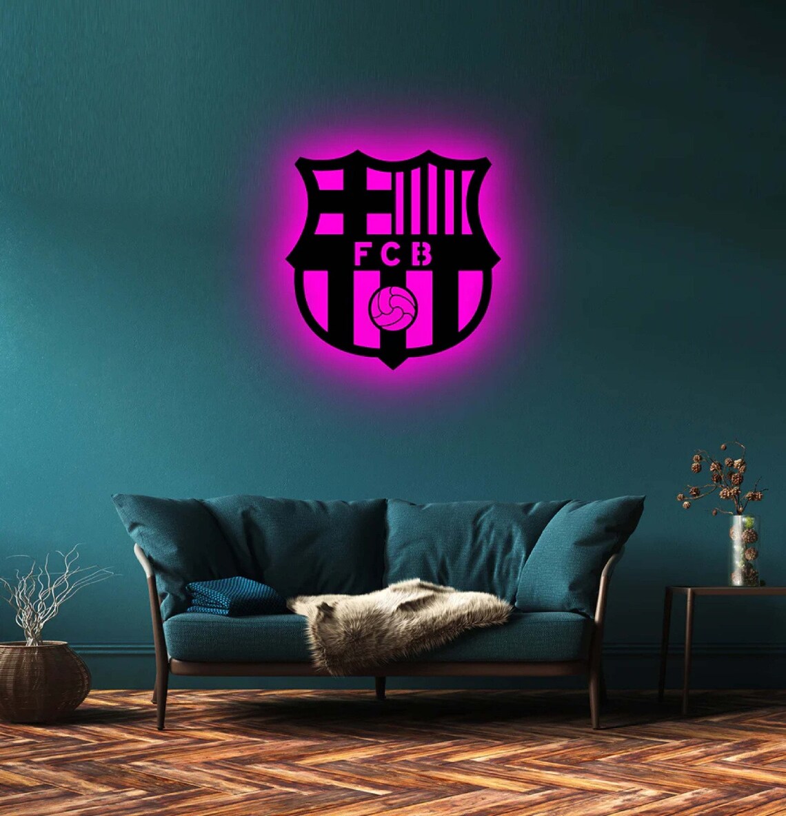 FCB Barcelona Football Club 3D Led Logo With Multicolor Options - Etsy