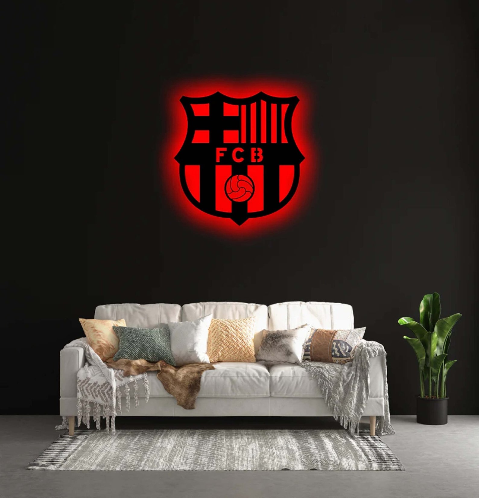FCB Barcelona Football Club 3D Led Logo With Multicolor Options - Etsy