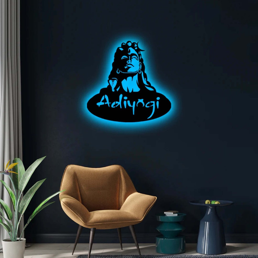 Indian God Adiyogi 3D Wooden Led Logo for Temple Decor or Home Decor ...