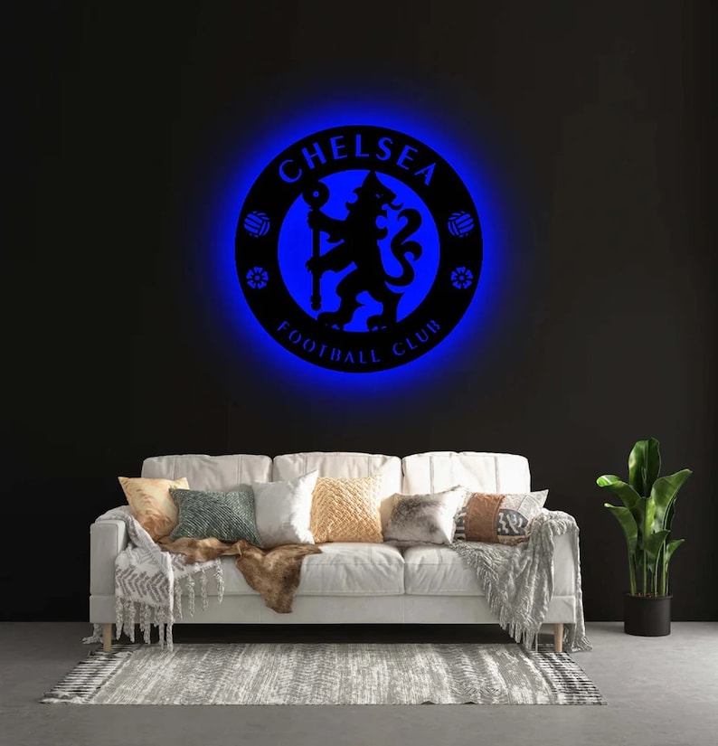 Chelsea Neon Light, Football Team, Neon Sign,wooden Wall Sign, Color ...