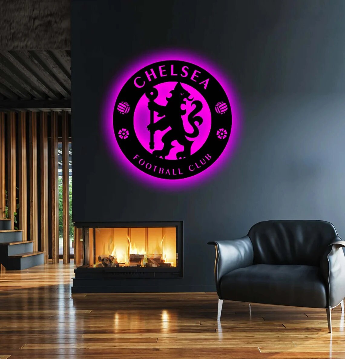 Chelsea Neon Light, Football Team, Neon Sign,wooden Wall Sign, Color ...