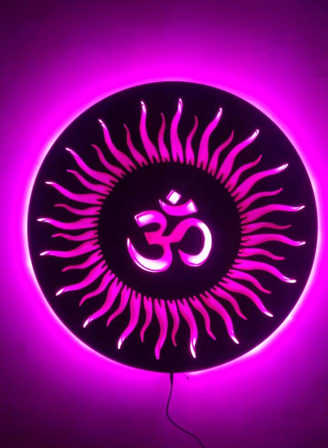 Unique OM Symbol Design India Traditional Sign 3D Wooden Led Logo for ...