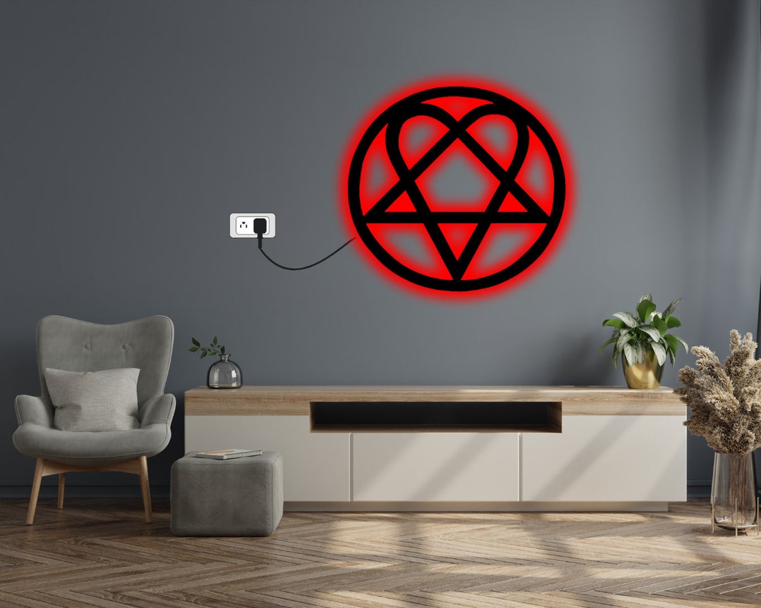Heartagram Symbol Backlight 3D Led Wooden Logo With RGB Led Lights ...