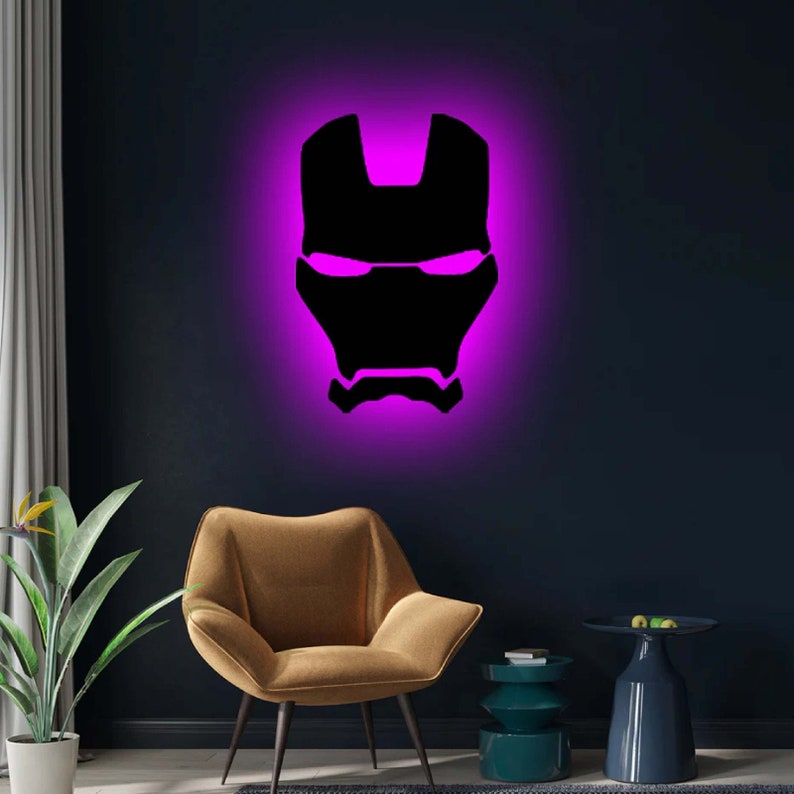 Iron Man 3D Wooden Led Logo Sign for Home or Wall Decor - Etsy