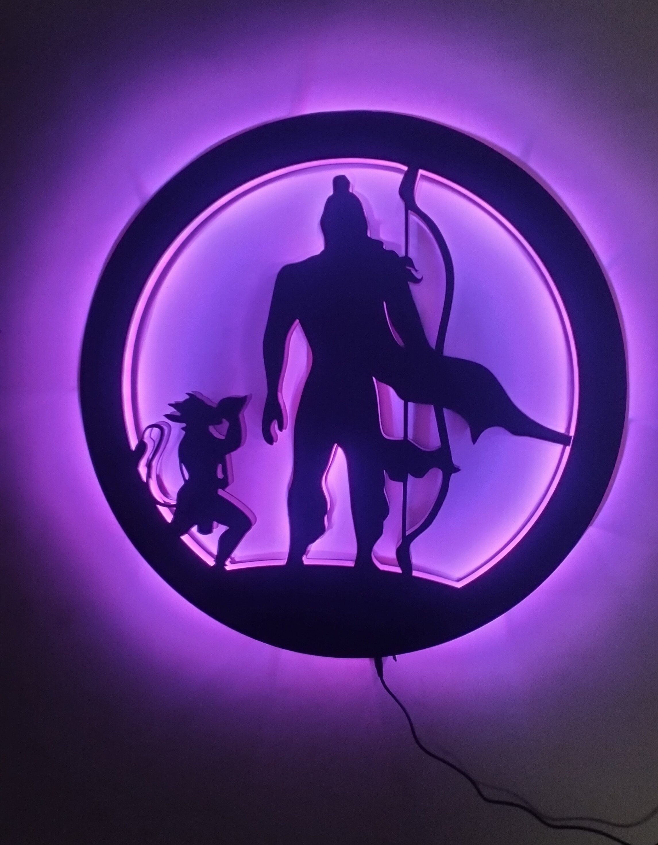 Shree Ram With Lord Hanuman Neon Light,color Changing Light,wall Decor ...