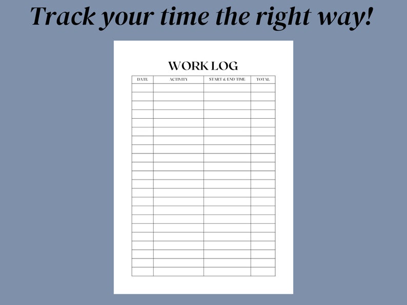 Editable Work Log,work Log Printable,working Hours Log,instant Download ...