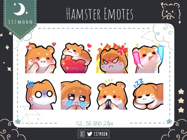 Cute Hamster Emotes for Twitch | Youtube | Discord | Kawaii | Stream ...