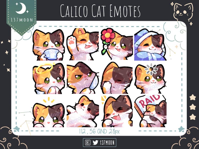 Lindos emoticones de gato para Twitch, YouTube, Discord, Kawaii, Stream ...