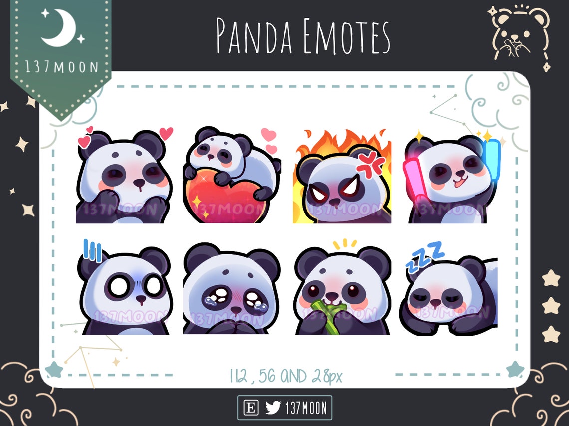 Cute Panda Emotes for Twitch | Youtube | Discord | Kawaii | Stream ...