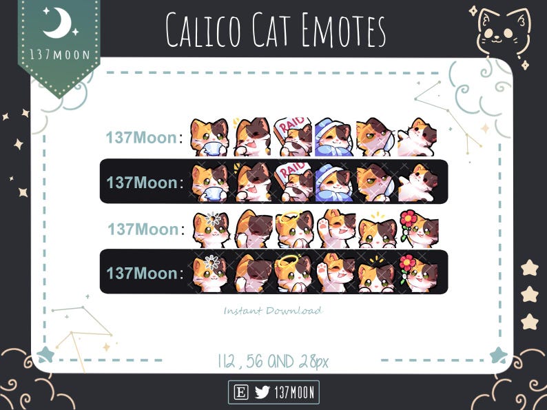 Cute Cat Emotes for Twitch | Youtube | Discord | Kawaii | Stream ...