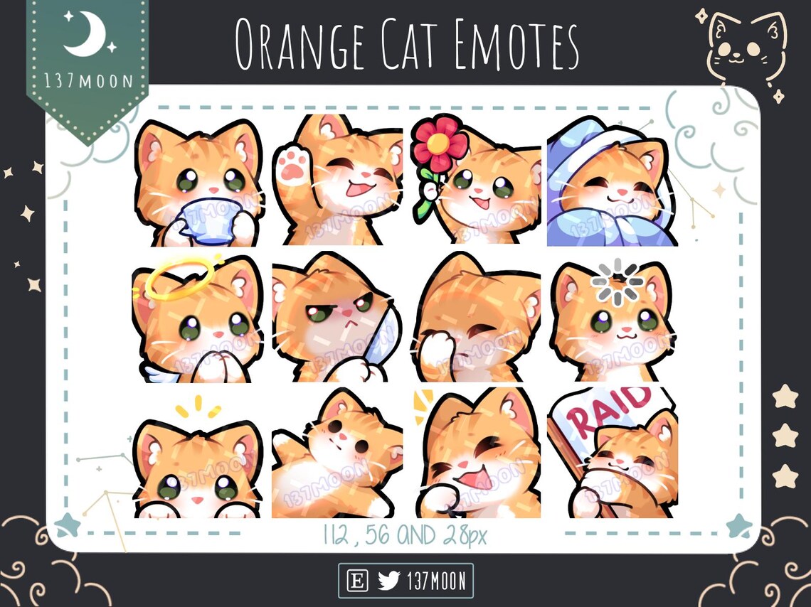 Cute Cat Emotes for Twitch | Youtube | Discord | Kawaii | Stream ...