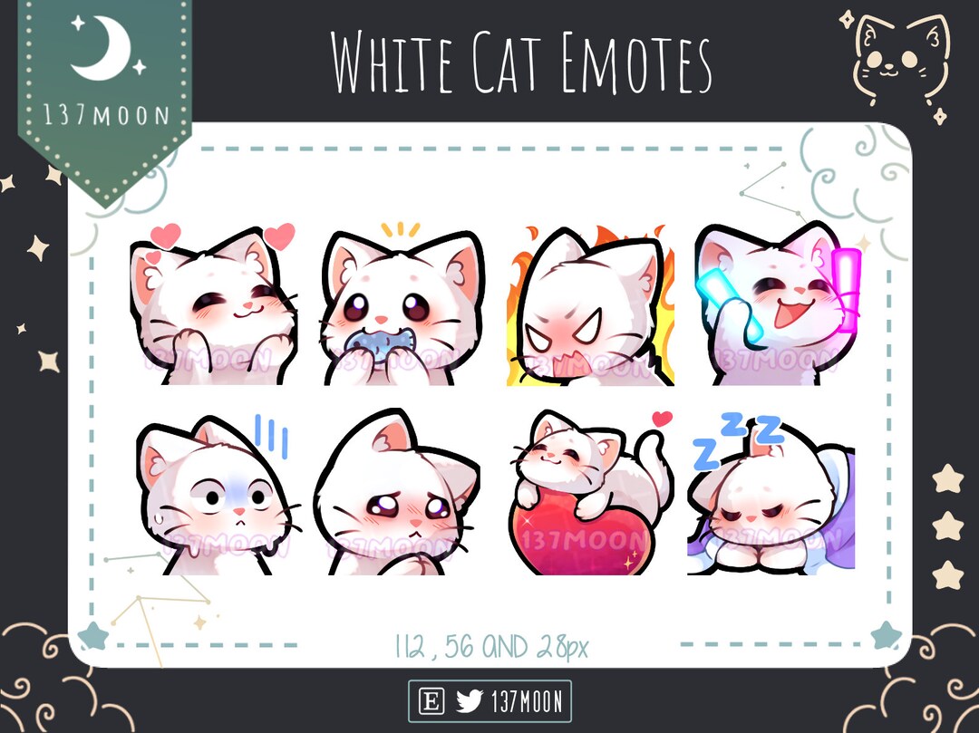 Cute Cat Emotes for Twitch Youtube Discord Kawaii - Etsy