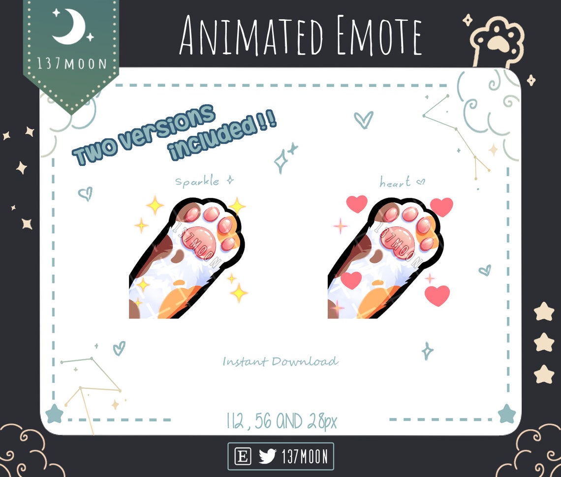 ANIMATED Paw Wave Emote | Cute Calico Cat Paw Emote for Twitch ...