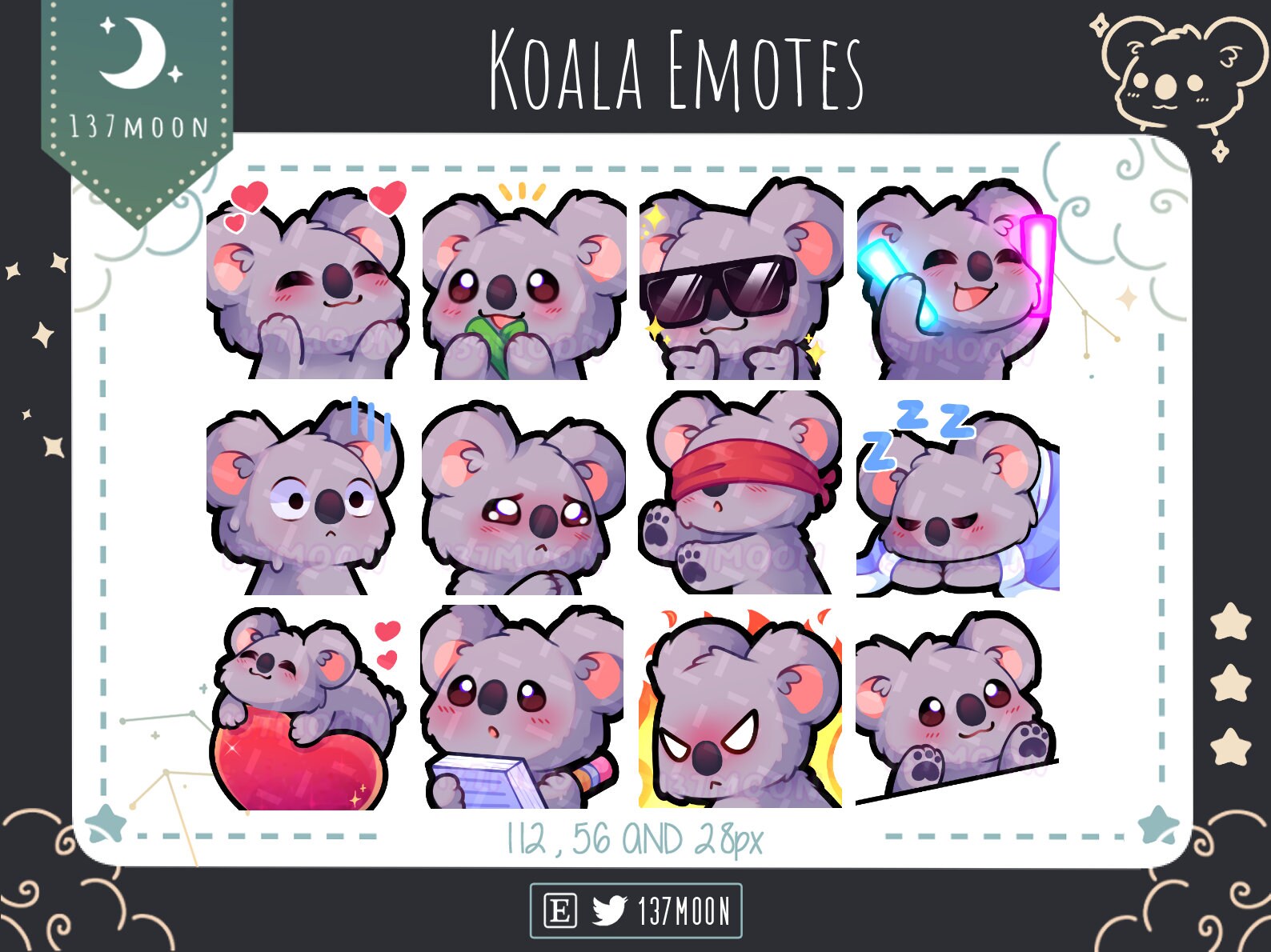 Cute Koala Emotes for Twitch | Youtube | Discord | Kawaii | Stream ...