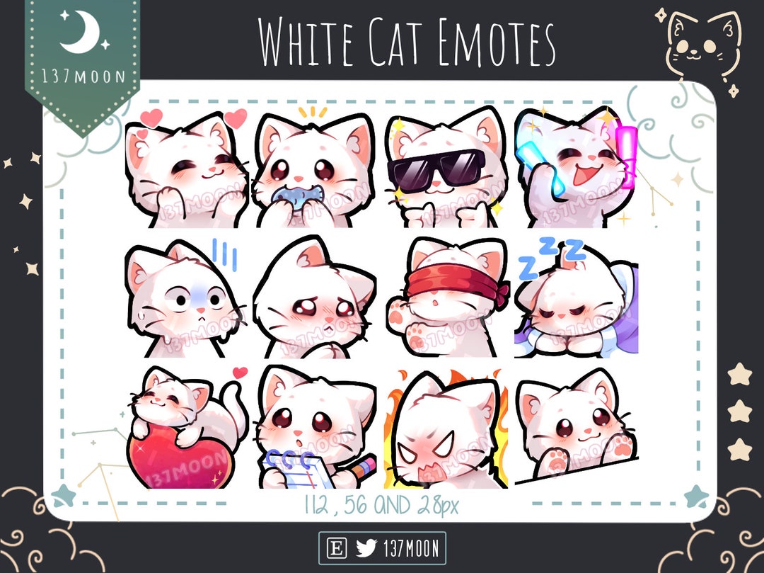 Lindos emoticones de gato para Twitch, YouTube, Discord, Kawaii, Stream ...