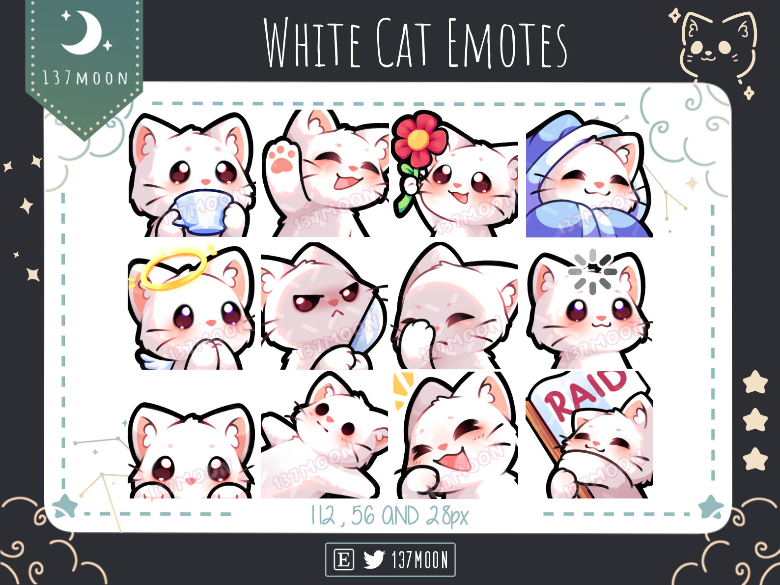 Cute Cat Emotes for Twitch | Youtube | Discord | Kawaii | Stream ...