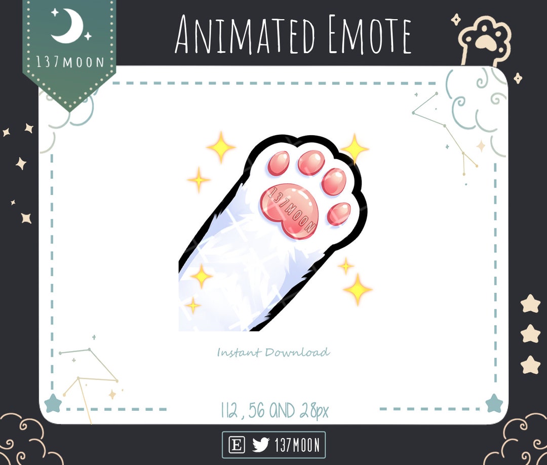 ANIMATED Paw Wave Emote | Cute White Cat Paw Emote for Twitch | Youtube ...