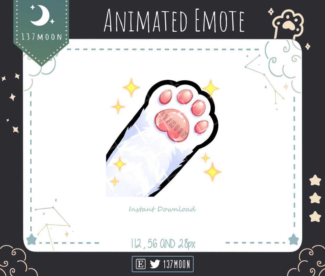 ANIMATED Paw Wave Emote | Cute White Cat Paw Emote for Twitch | Youtube ...